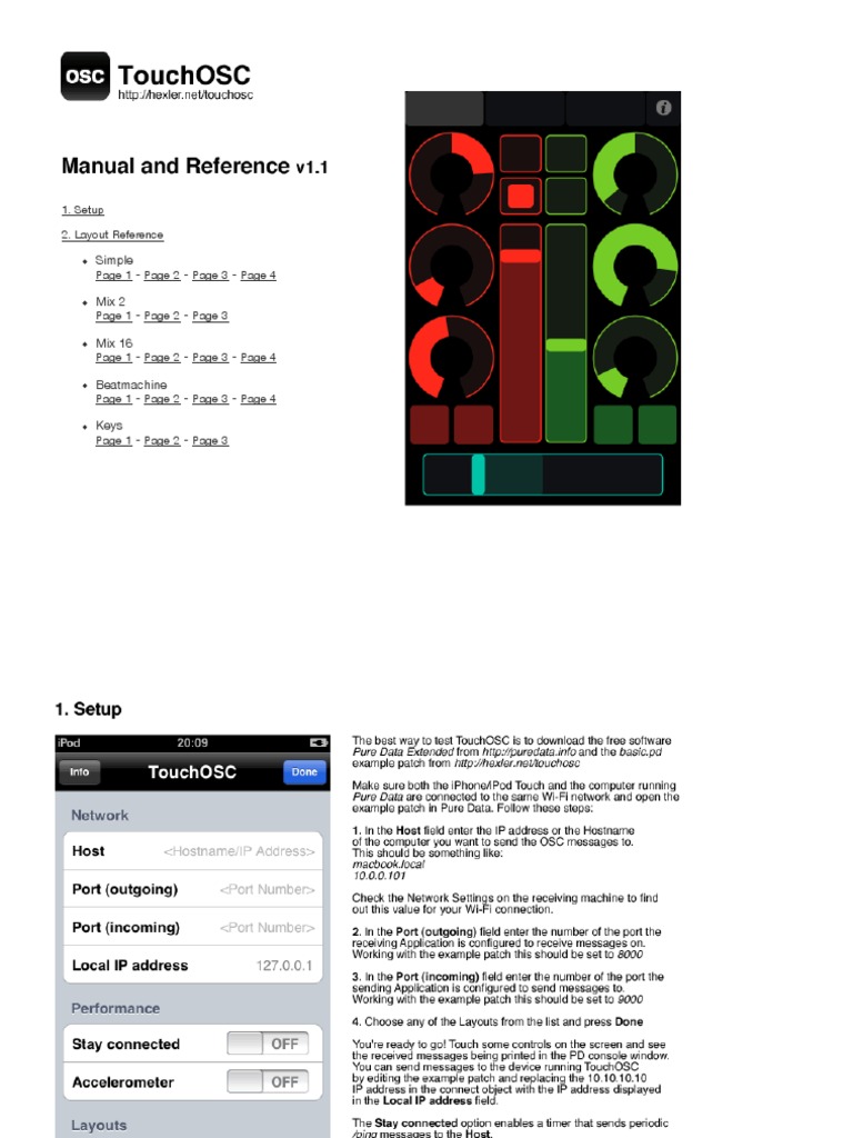Touch OSC Manual & Reference v1.1 | PDF