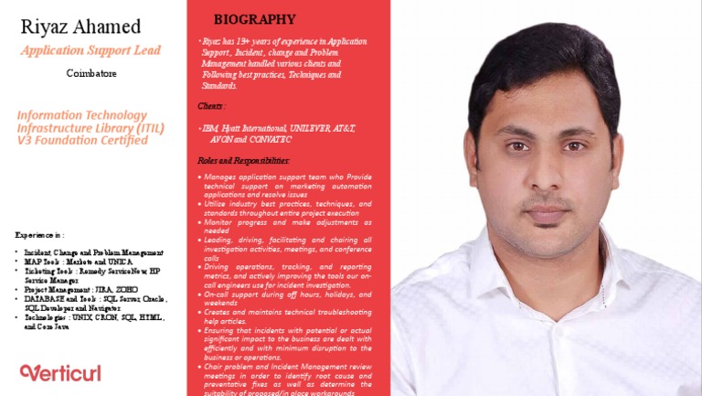 Team Profiles - Riyaz - Application Support Lead | PDF | Technical Support | Information ...