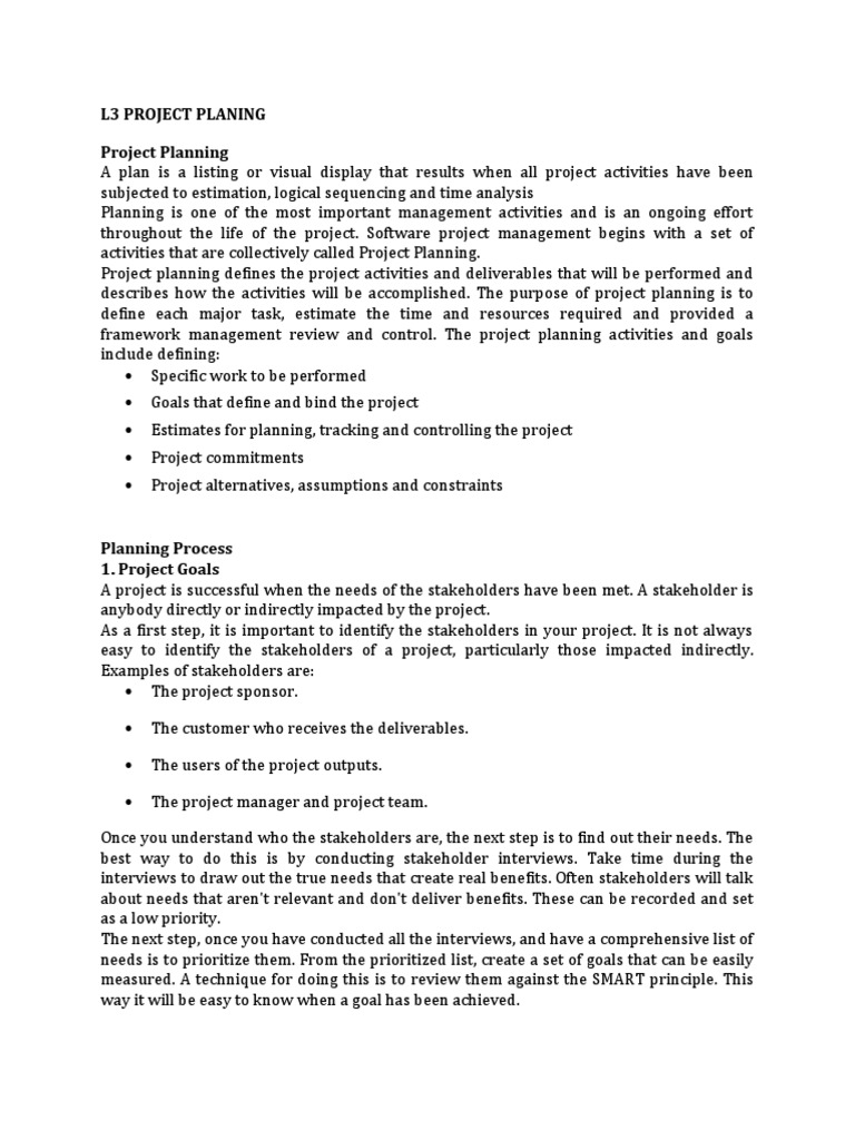 L3 PM Project Planning | PDF | Systems Science | Systems Engineering