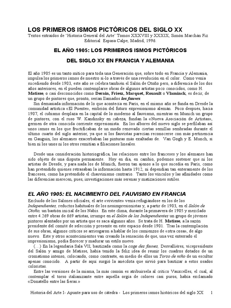 Los Primeros Ismos Pictóricos Del Siglo Xx-Comp | PDF | Pinturas ...