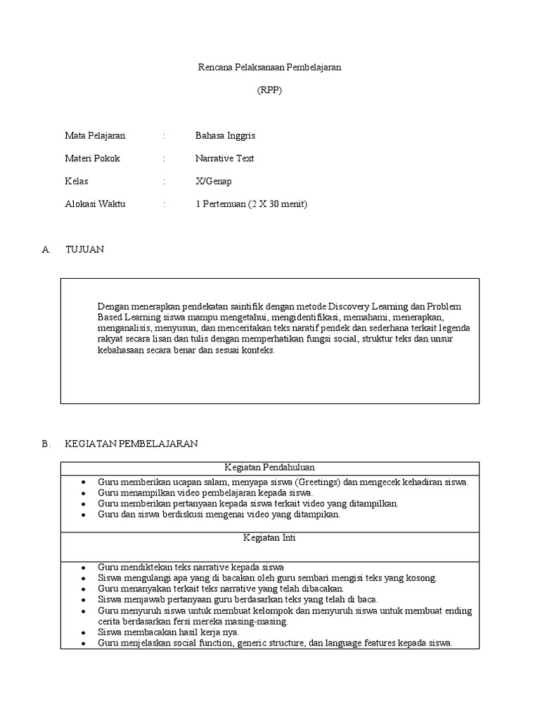 RPP Narrative Text | PDF
