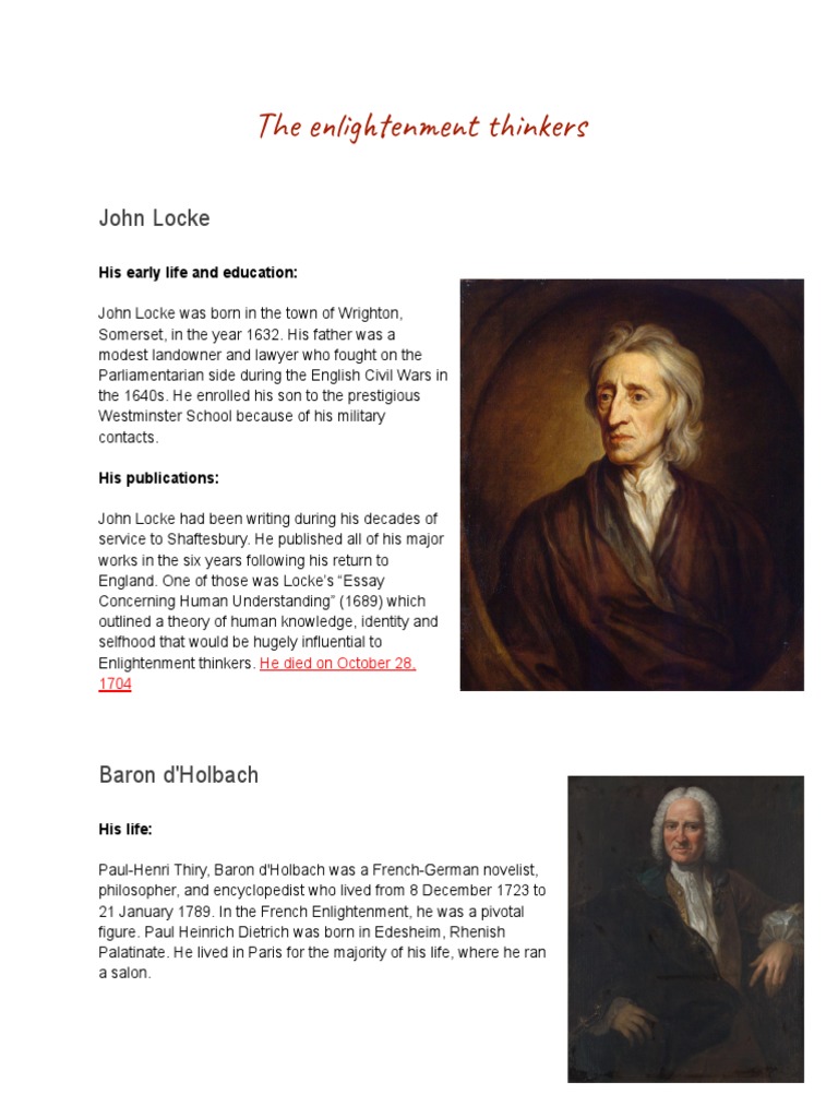 The Enlightenment Thinkers | PDF | Science | Philosophical Movements