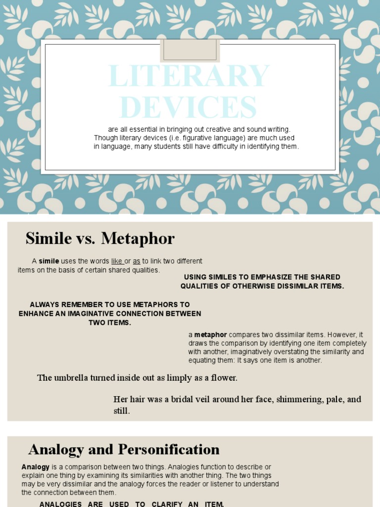 Literary Devices | PDF | Metaphor | Analogy