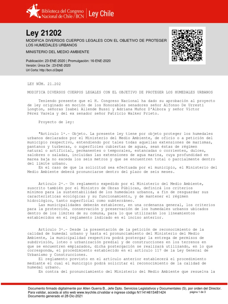 Ley 21202 - 23 ENE 2020 | PDF | Humedal | Jurisdicción