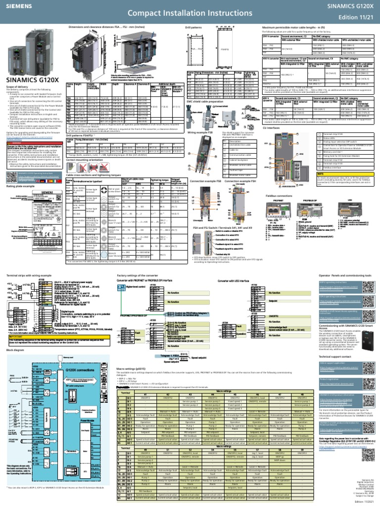 Compact Installation Instructions: Sinamics G120X | PDF | Electrical ...