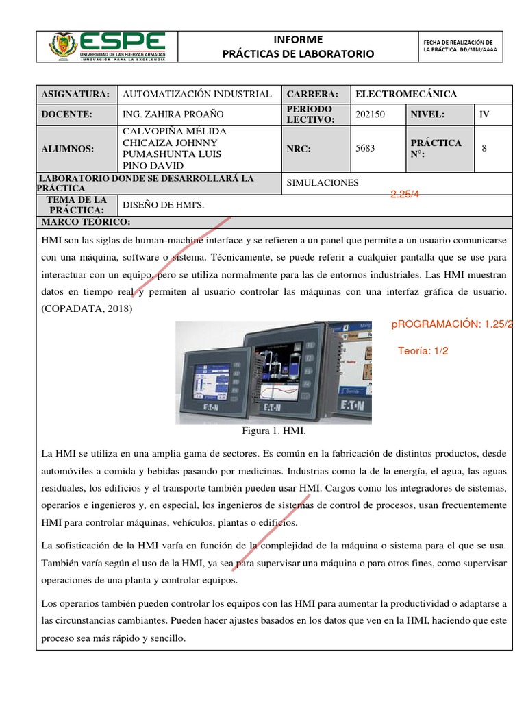 Informe de Prácticas de Laboratorio sobre el Diseño de HMI's y Programación en Ladder para el ...