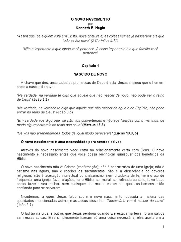 Kenneth Hagin - O Novo Nascimento | PDF | Pecado | Jesus