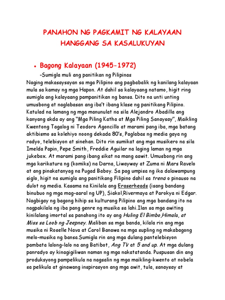 Group 1 Kalayaan Hanggang Sa Kasalukuyan | PDF