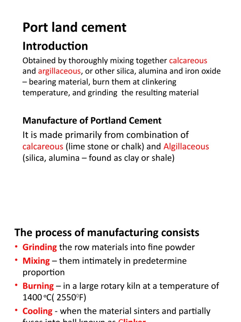 Port Land Cement: Manufacture of Portland Cement | PDF | Cement | Lime ...