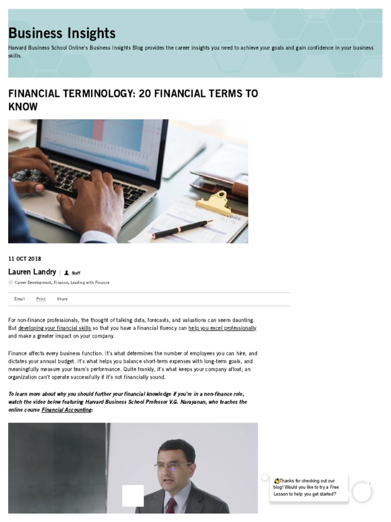 Financial Terminology - 20 Financial Terms To Know - HBS Online | PDF ...