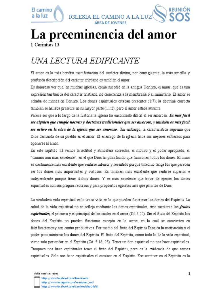 La Preeminencia Del Amor | PDF | Amor | Fe