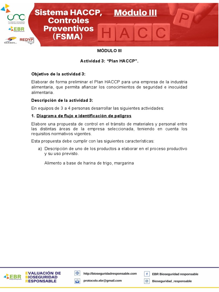 A3 - Plan HACCP | PDF | Análisis de Riesgo y Puntos Críticos de Control
