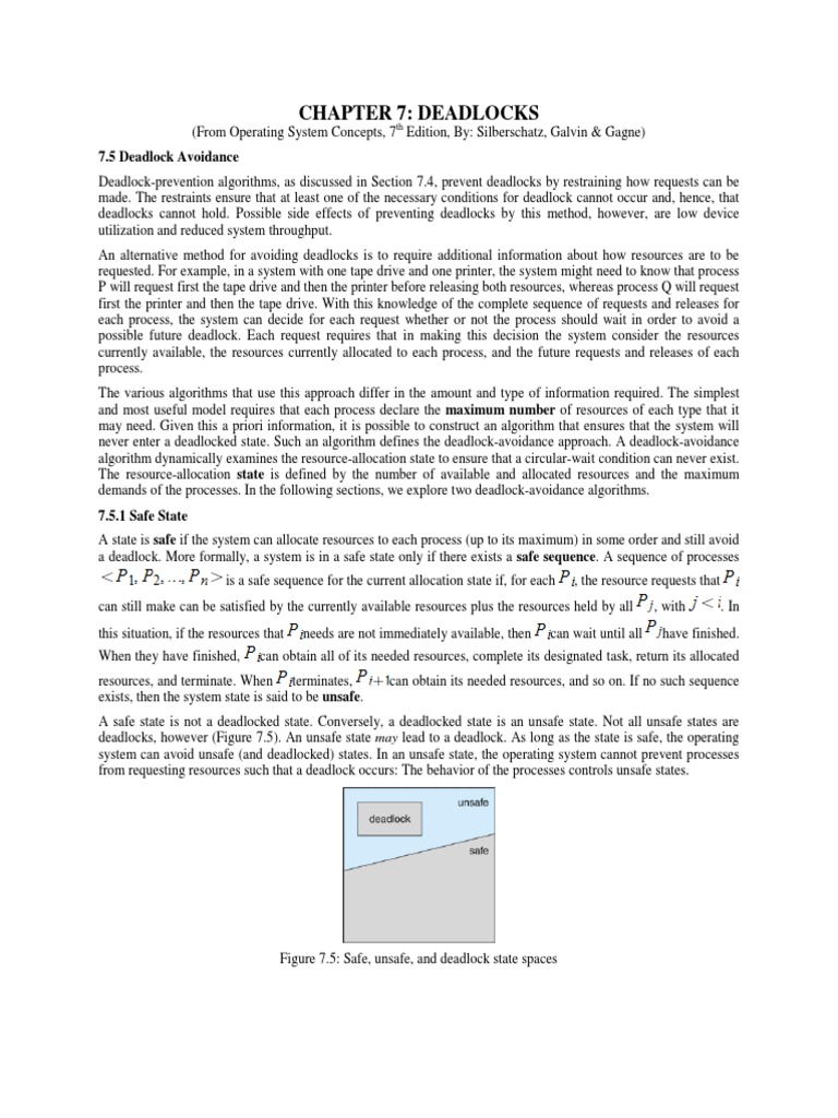 Chapter 7: Deadlocks: 7.5 Deadlock Avoidance | PDF | Thread (Computing) | Concurrency (Computer ...