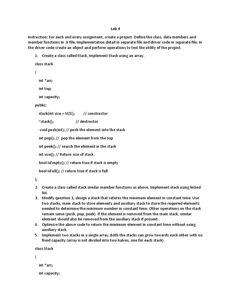 Lab 4 Stack Oop | PDF | Subroutine | Class (Computer Programming)