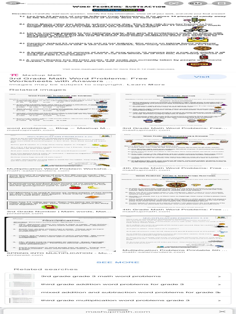 3rd Grade Math Word Problems: Free Worksheets With Answers .. | PDF