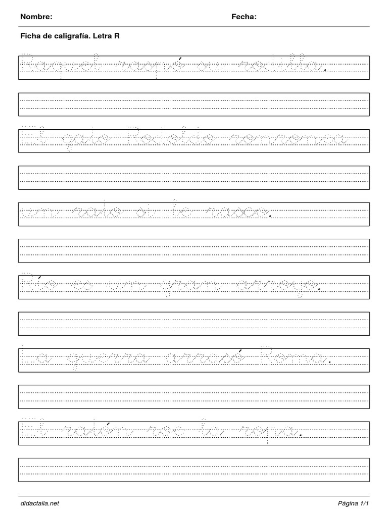Ficha Caligrafia Letra R | PDF