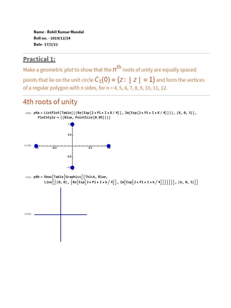 Geometric Plot of Roots of Unity | PDF | Mathematical Concepts ...