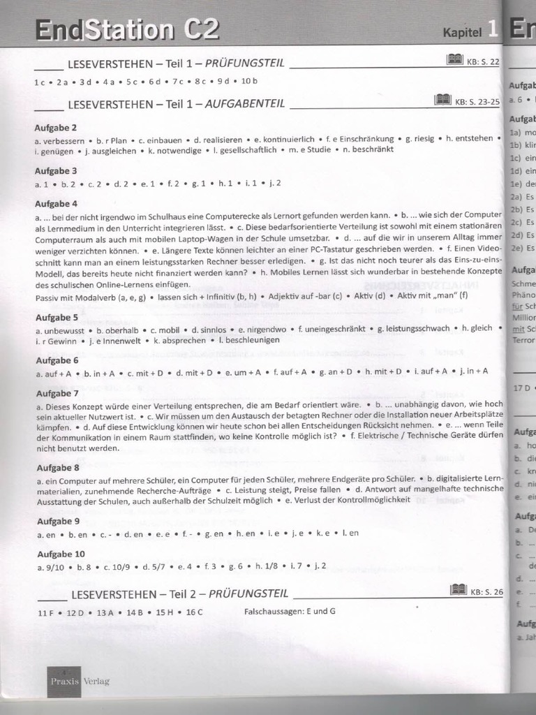 EndStation C2 Lösungen Kap 1 | PDF