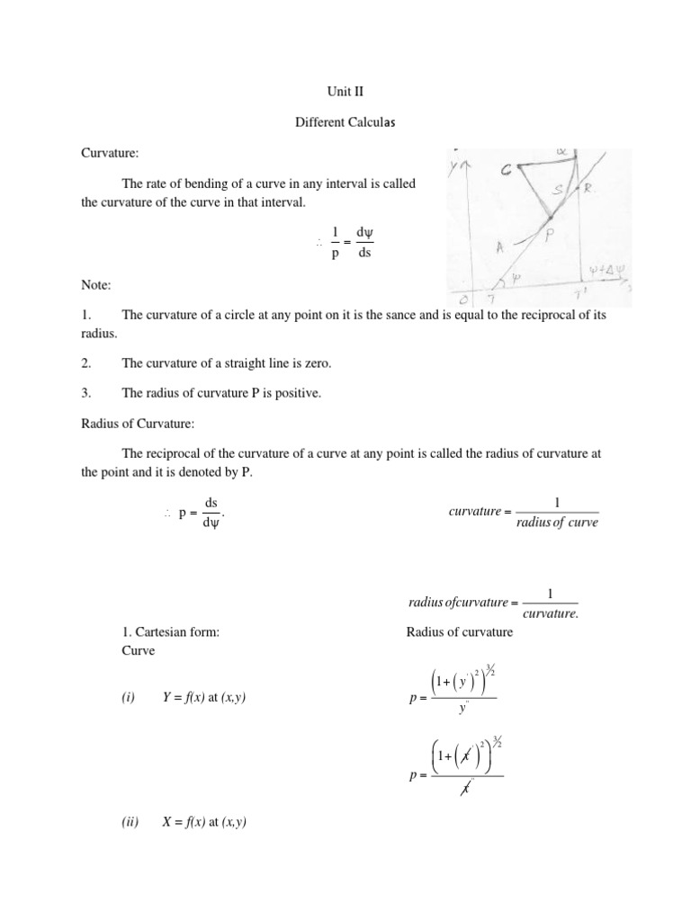 Unit 2 - Differential Calculus | PDF | Curvature | Mathematical Objects