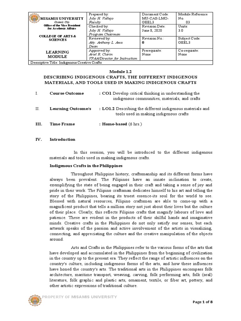 Indigenous Materials and Tools Used in Philippine Crafts | PDF ...