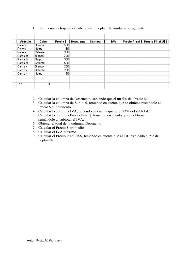 Ejercicio 6 Excel Prepa | PDF