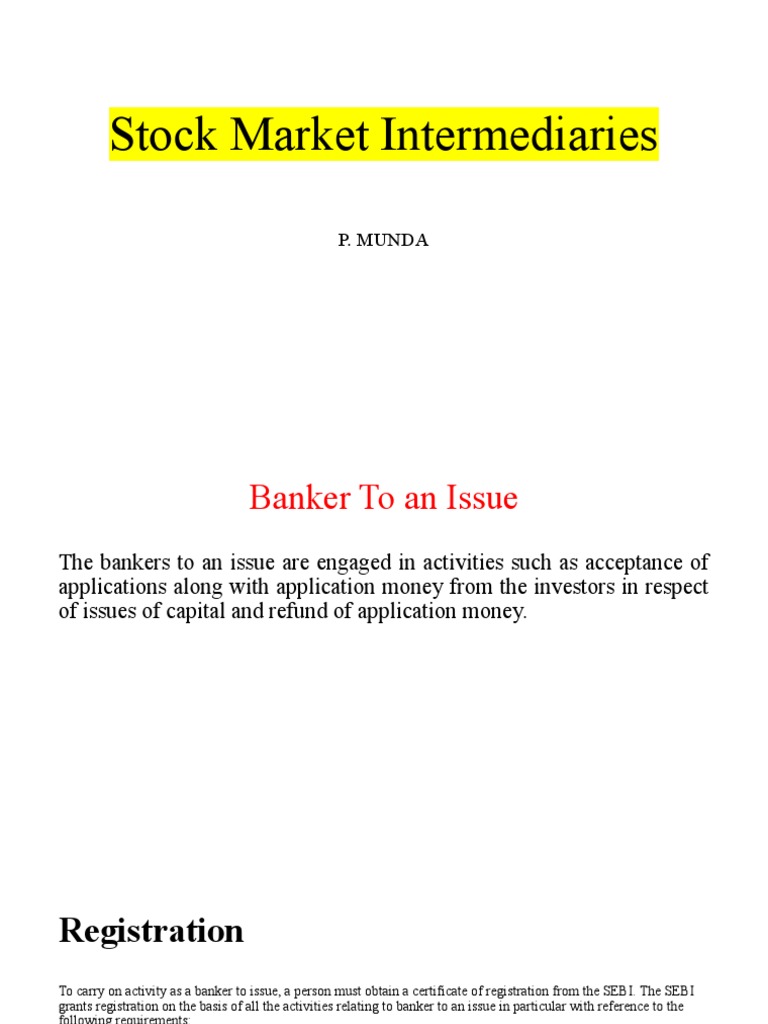 Stock Market Intermediaries For Finance | PDF | Asset Allocation | Stocks