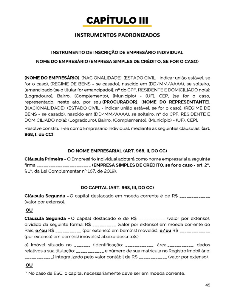Modelo de Requerimento de Empresário 2021 | PDF