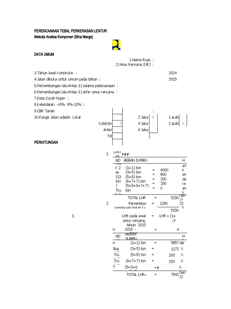 Contoh Perhitungan Tebal Perkerasan | PDF
