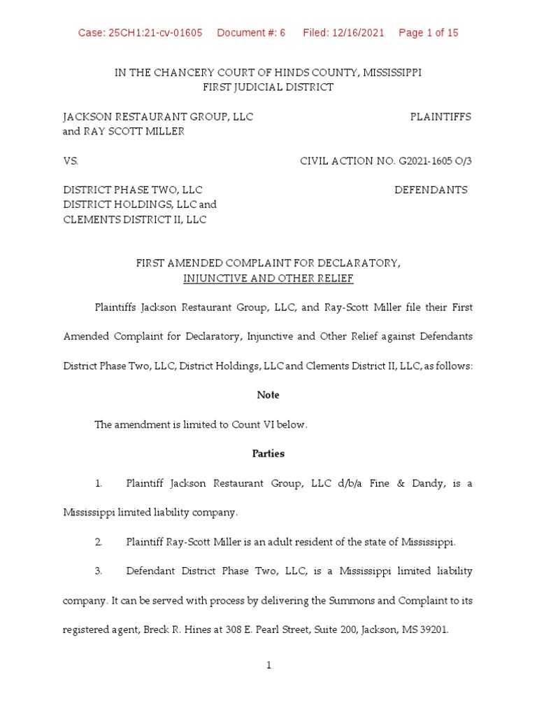 Fine Dandy 6 Amended Complaint | PDF | Lease | Landlord