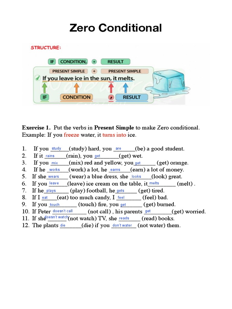 Zero Conditional Homework | PDF | Linguistics
