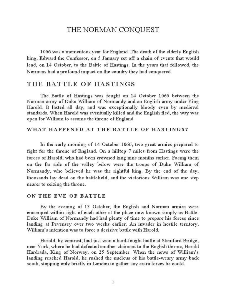 The Norman Conquest | PDF | William The Conqueror | Military