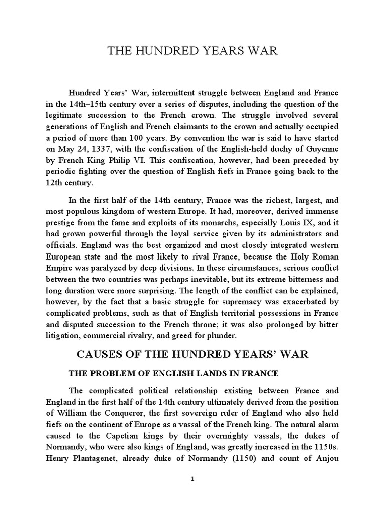 The Hundred Years War | PDF | Henry V Of England | Joan Of Arc