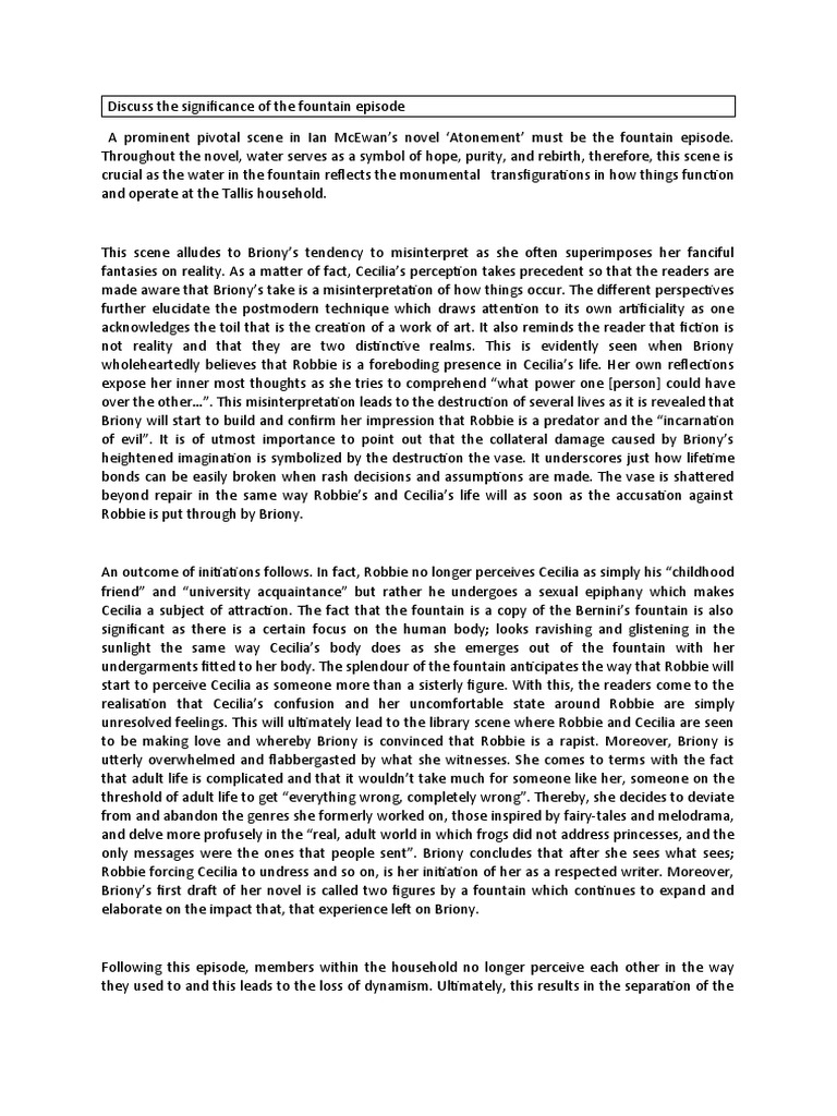 Significance of Atonement's Fountain Scene | PDF