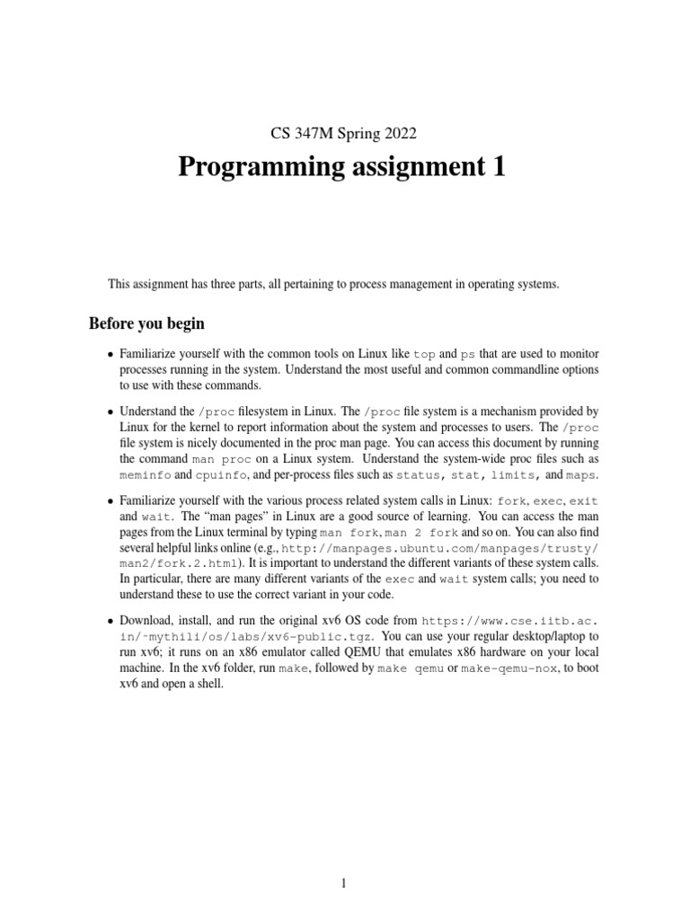 Programming Assignment 1: CS 347M Spring 2022 | PDF | Command Line Interface | Shell (Computing)
