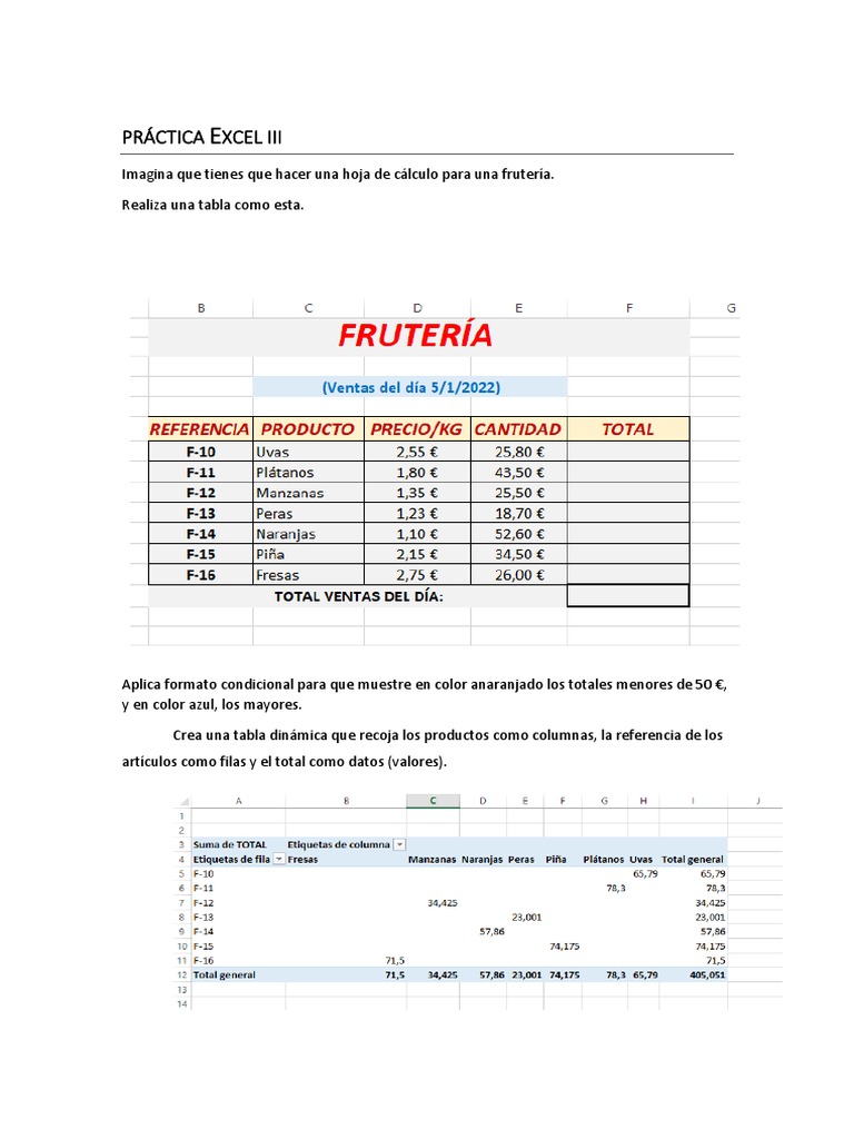 Practica Excel 3 | PDF