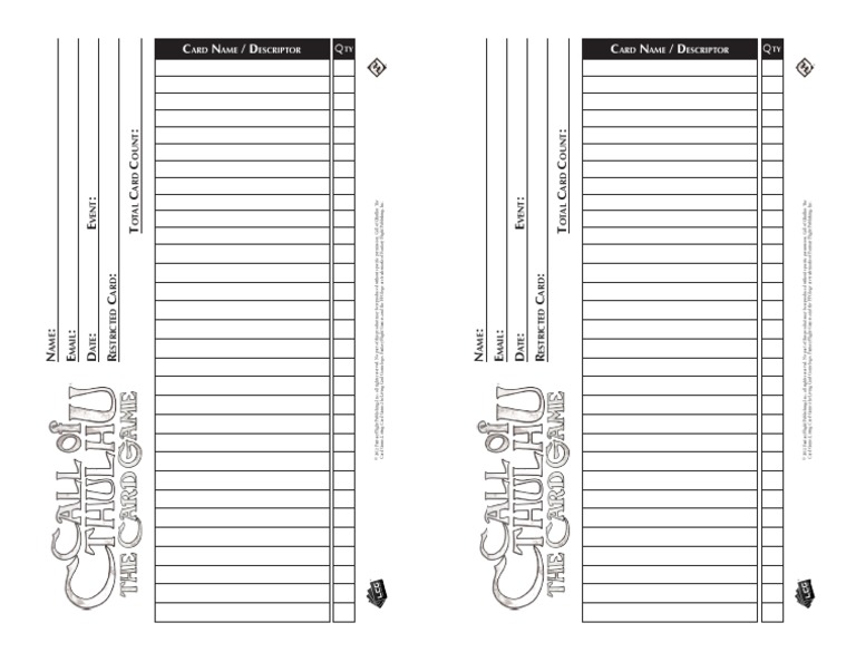 Coc Deck Sheet | PDF | Role Playing | Leisure Activities