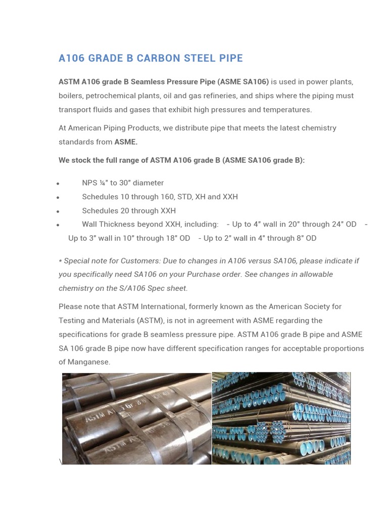 ASTM A106 GR.B Steel Tube | PDF | Pipe (Fluid Conveyance) | Building ...