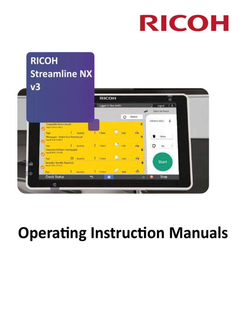 RICOH Streamline NX Version 3.x Operating Instruction Manuals | PDF ...