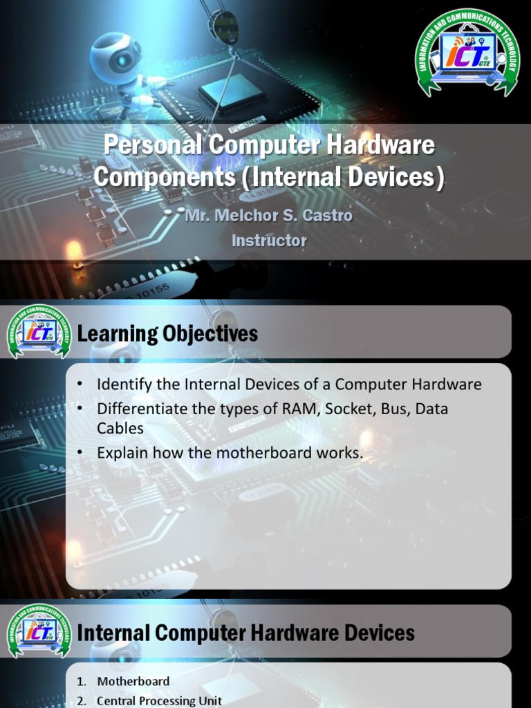 Lesson 4 Personal Computer Hardware Components (Internal Devices ...