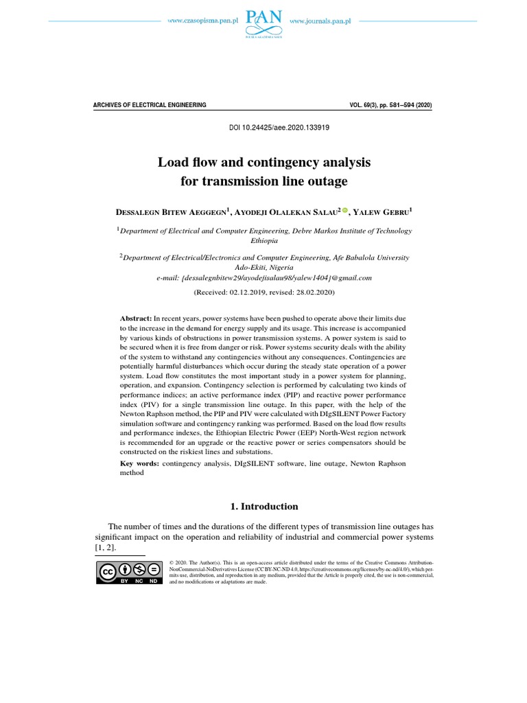 Load Flow and Contingency Analysis For Transmission Line Outage | Download Free PDF | Electric ...