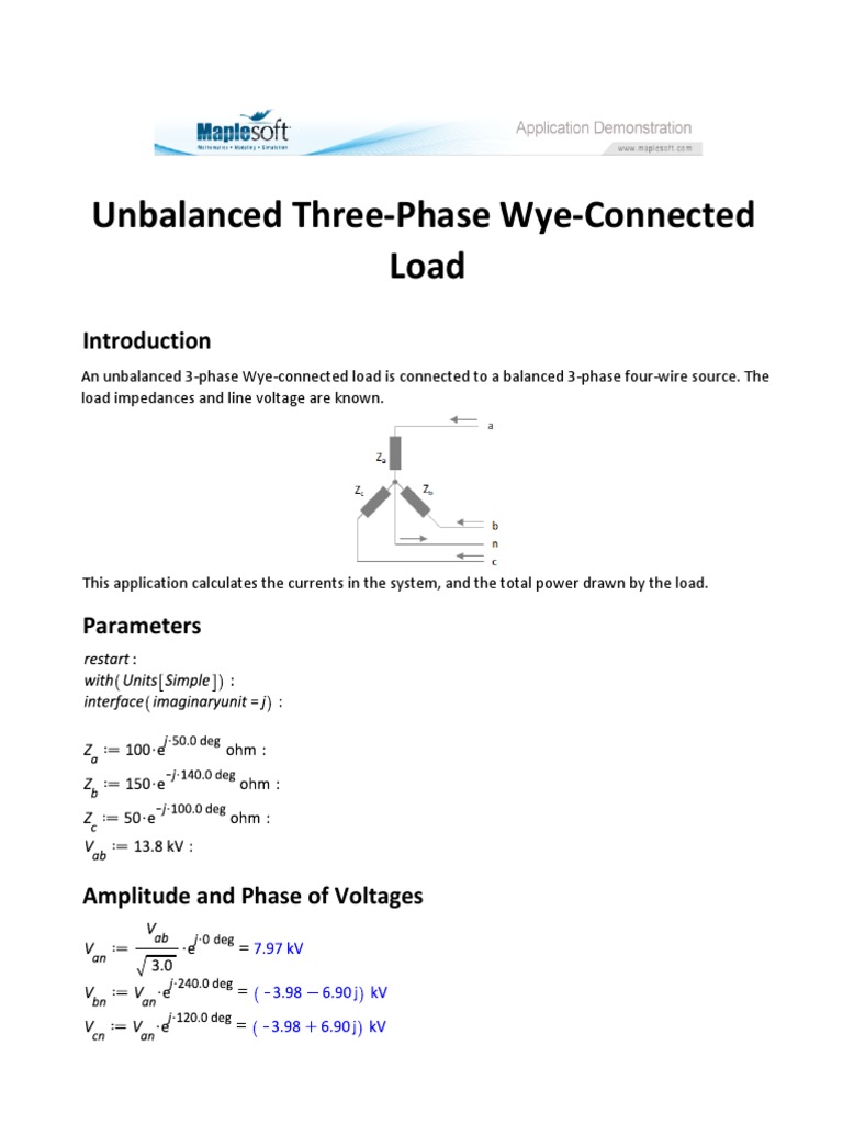 Unbalanced Three-Phase Wye-Connected Load2 | PDF