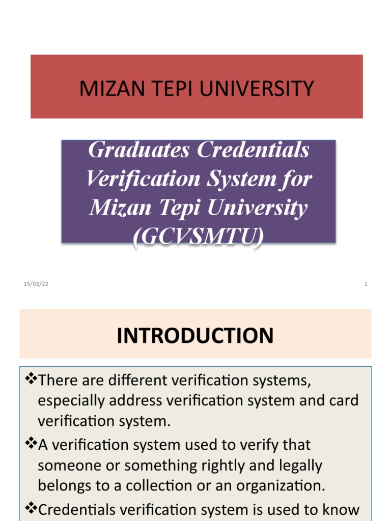 Graduates Credentials Verification System For Mizan Tepi University ...