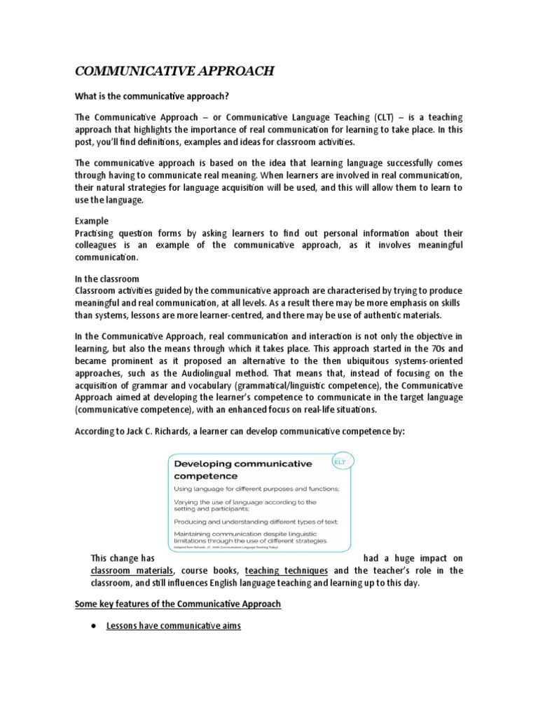 What Is The Communicative Approach? | PDF | Linguistics | Humanities ...