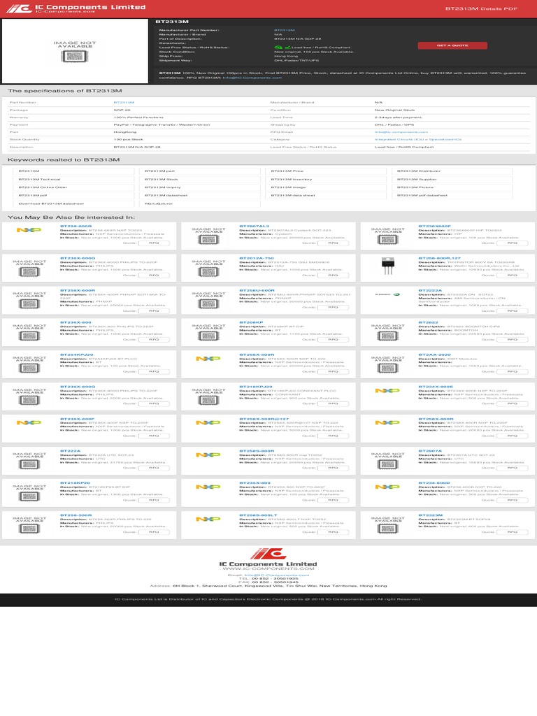 The Specifications of BT2313M: Details PDF | PDF | Computer Engineering ...