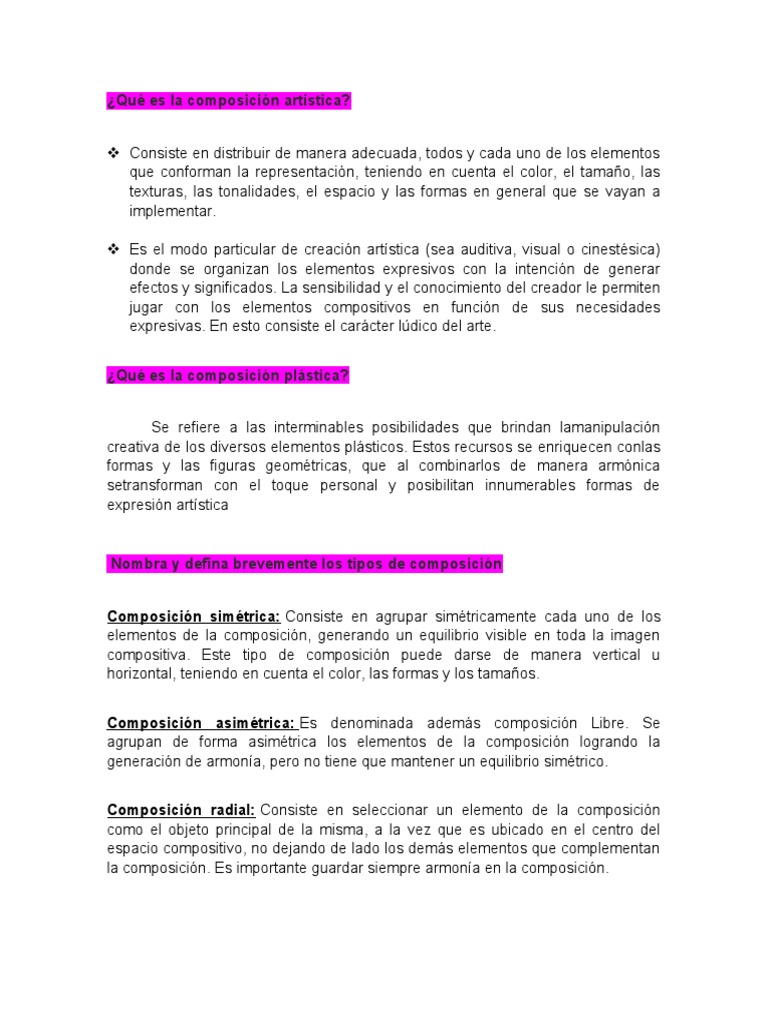 Definición y Tipos de Composición Artística | PDF | Composición (artes ...