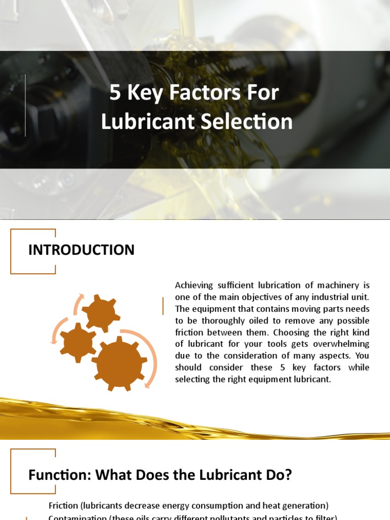 5 Key Factors For Lubricant Selection | PDF | Lubricant | Friction
