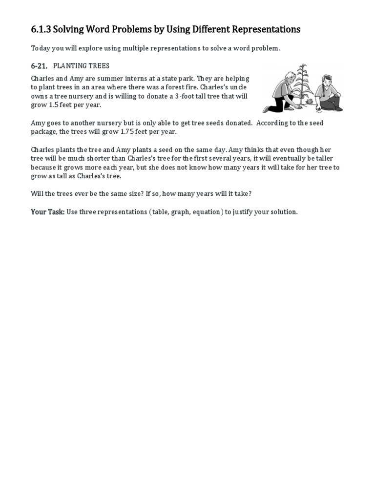 6.1.3 Solving Word Problems by Using Different Representations | PDF