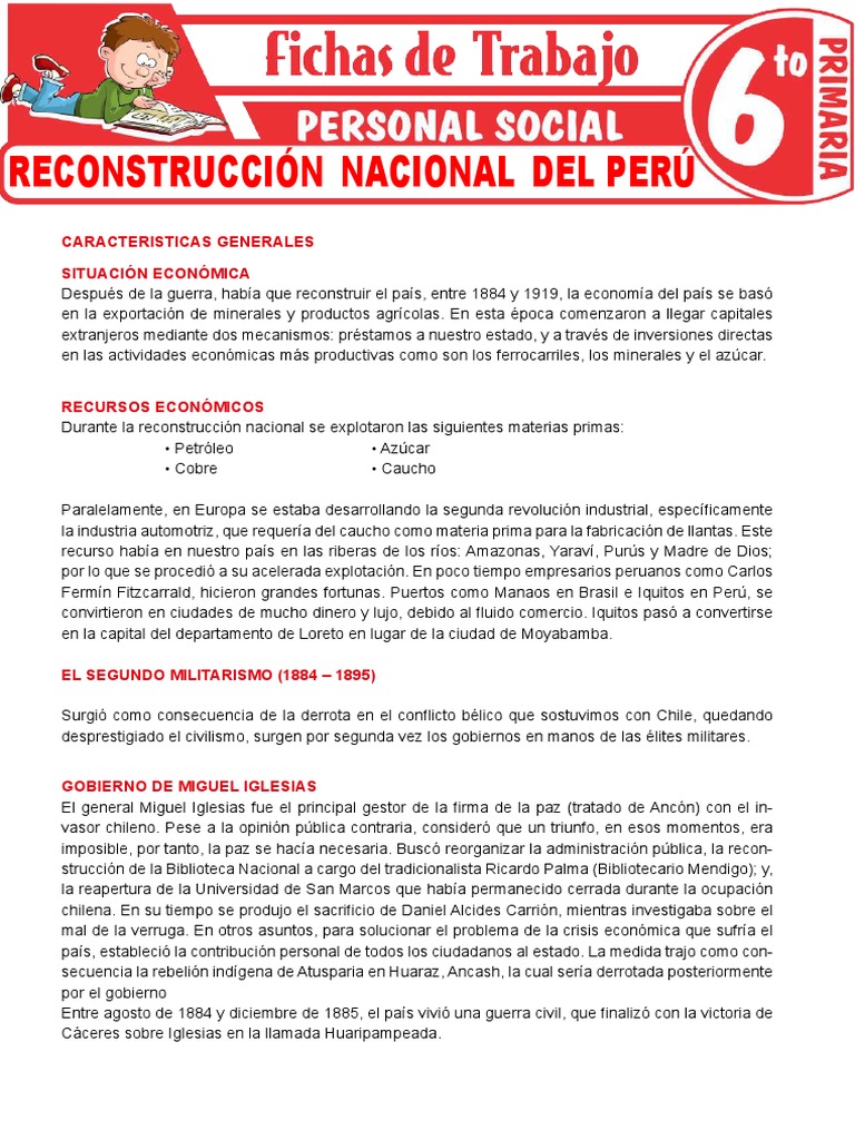 Reconstrucción Nacional Del Perú Para Sexto Grado de Primaria 17 | PDF ...
