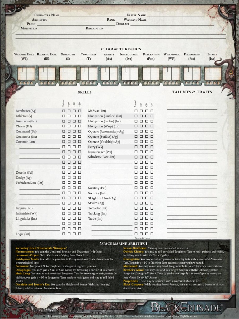 Black Crusade Character Sheet | PDF