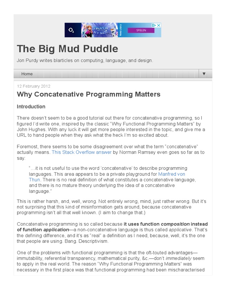 The Big Mud Puddle - Why Concatenative Programming Matters | PDF | Parameter (Computer ...